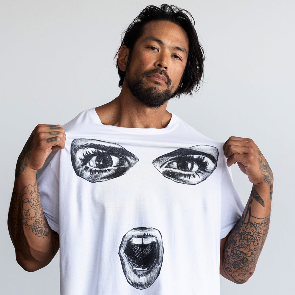 Scream White T-Shirt | Organic Cotton Union-Made | MissMe Art – Miss-me-art